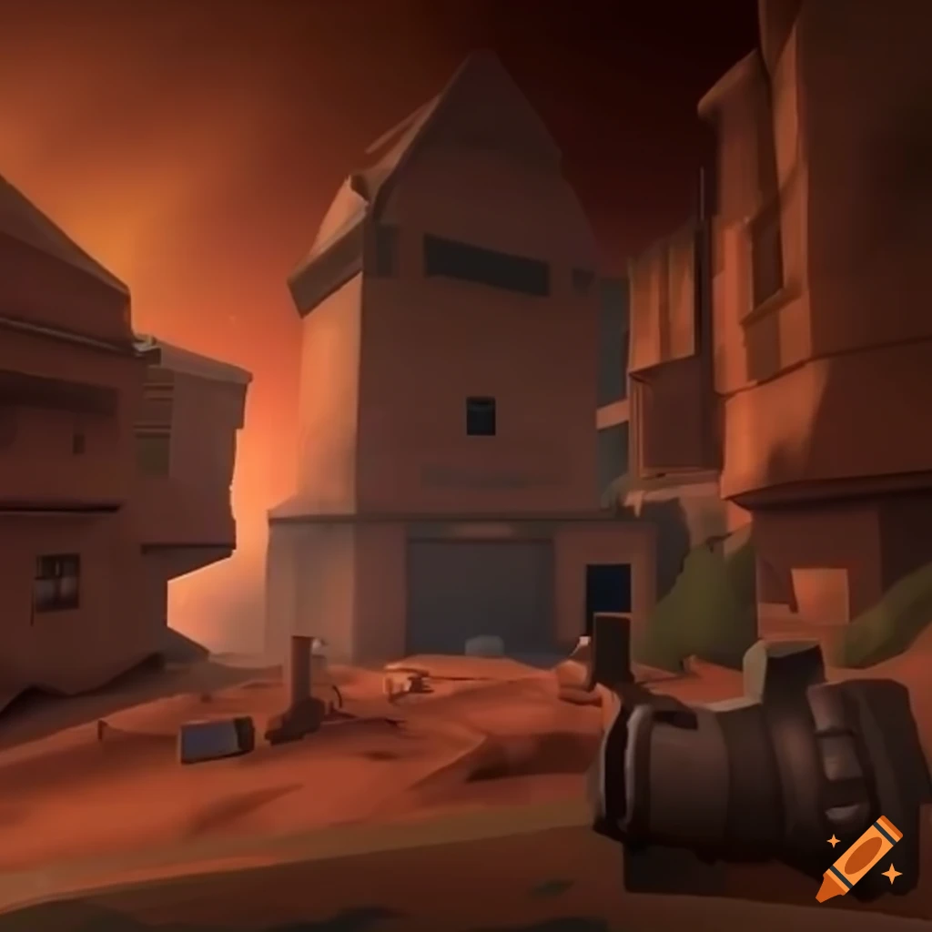 Colorful and detailed architecture in a popular team fortress 2 map on ...