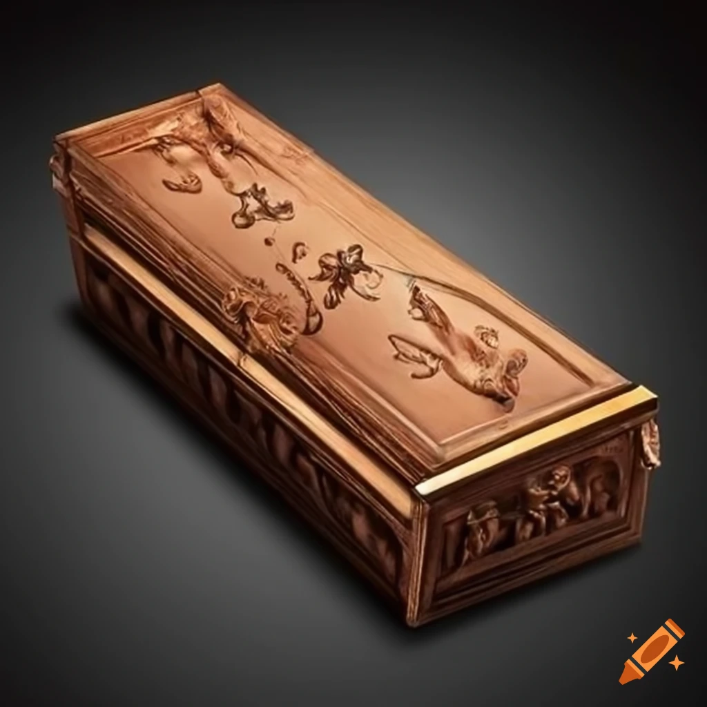 Coffin with dozen horizontal lines in black gloss on Craiyon