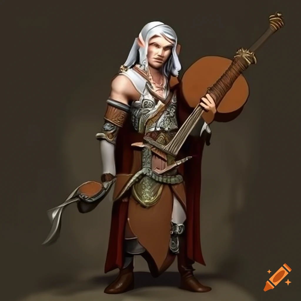 Satyr bard playing a lute in medieval attire on Craiyon