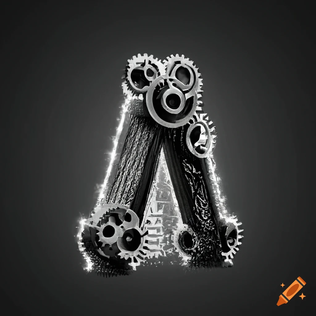 Mechanical gear letter a embroidery design on Craiyon