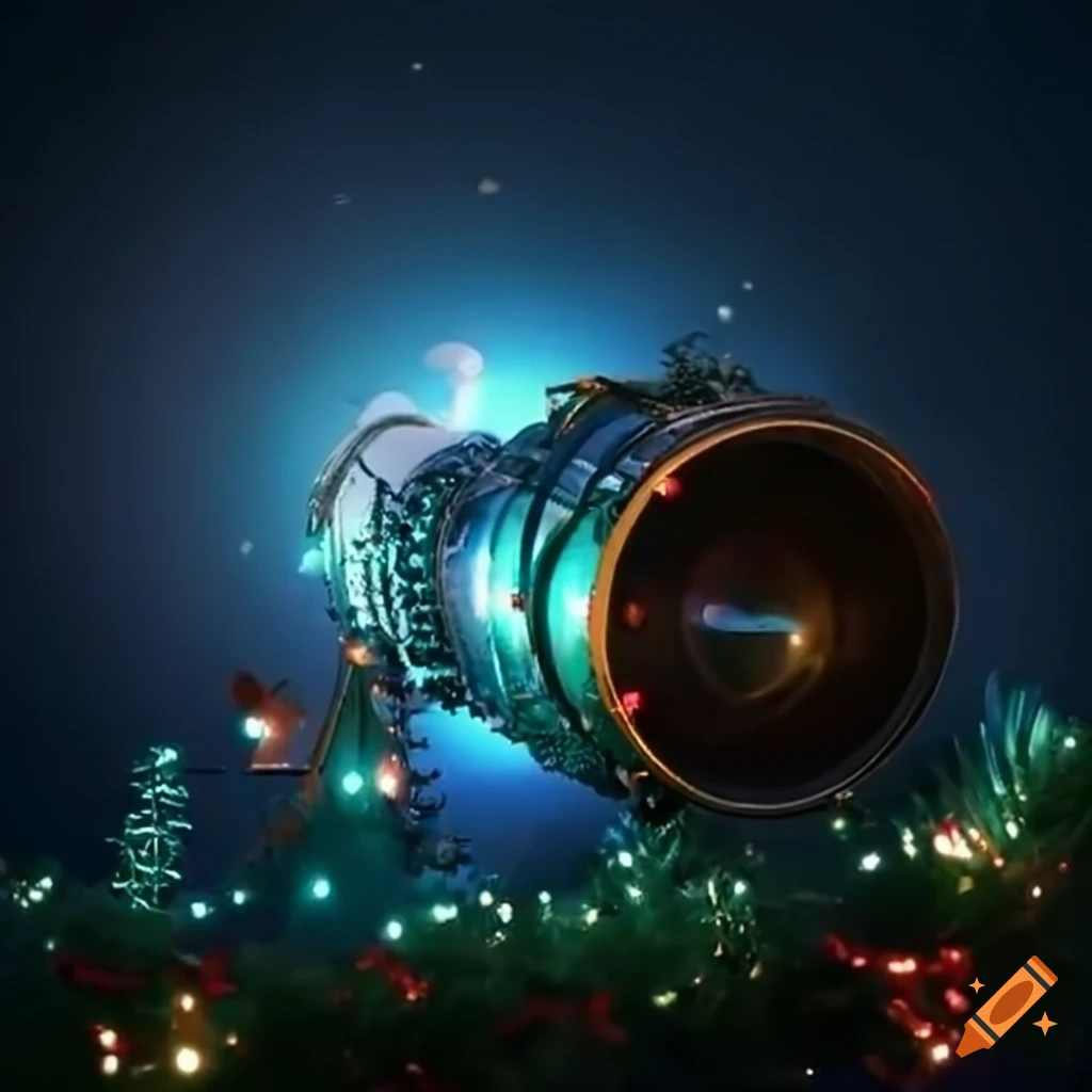 Christmas decoration with a festive jet engine