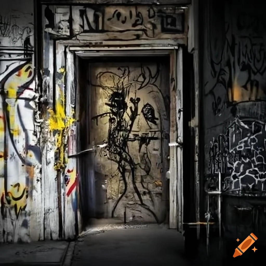 Graffiti Artwork Of Stick Figure Scenes On Blast Doors On Craiyon
