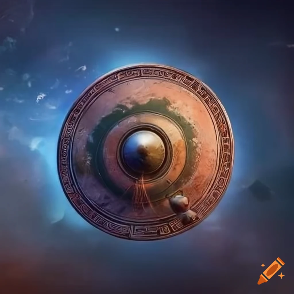 Greek shield spinning around the earth on Craiyon