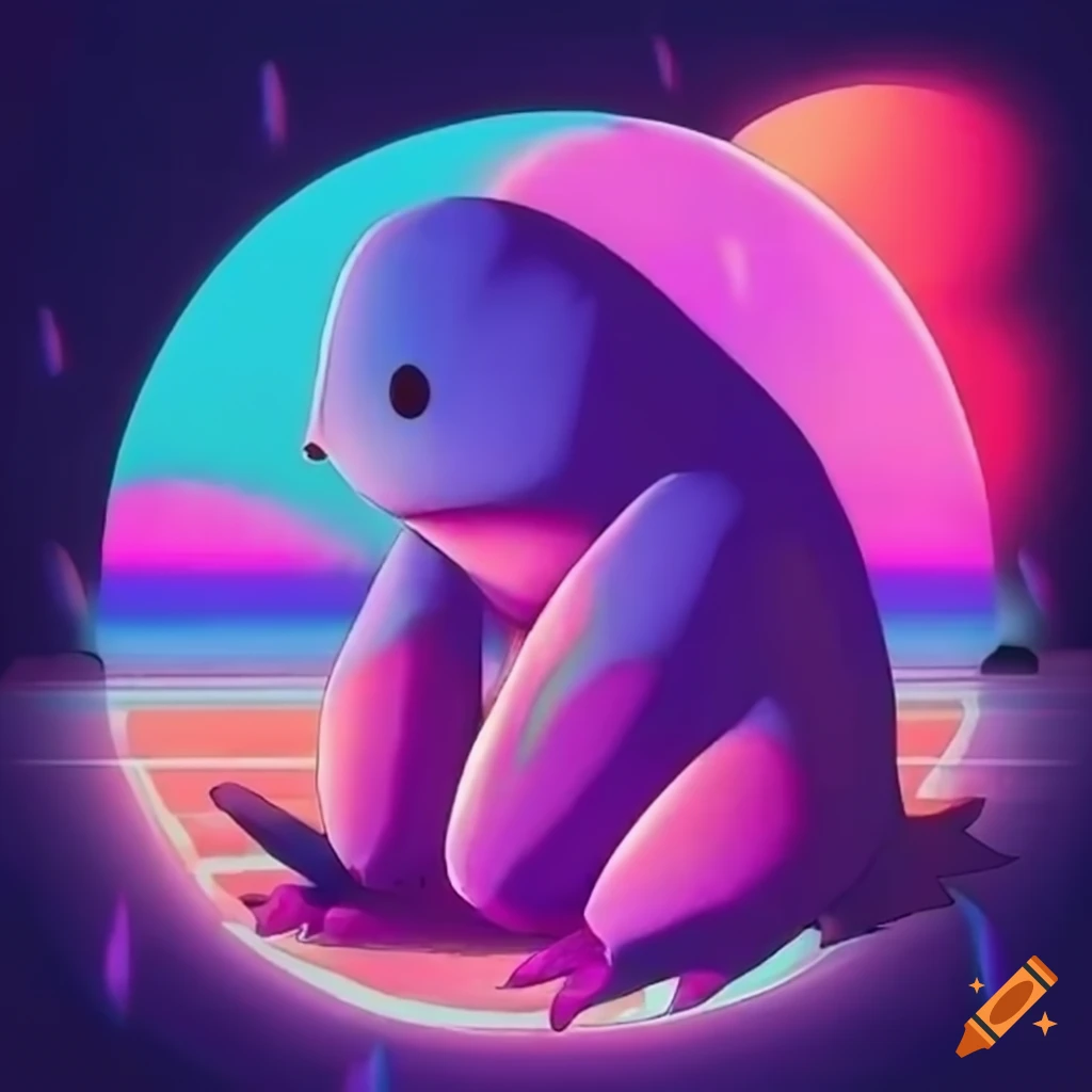 Vaporwave-inspired new Pokemon design on Craiyon