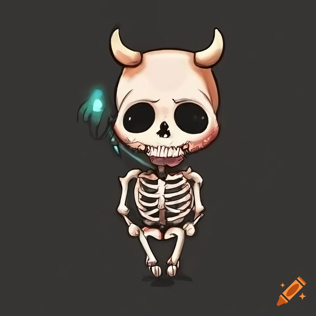 Cute chibi horned skeleton profile picture on Craiyon