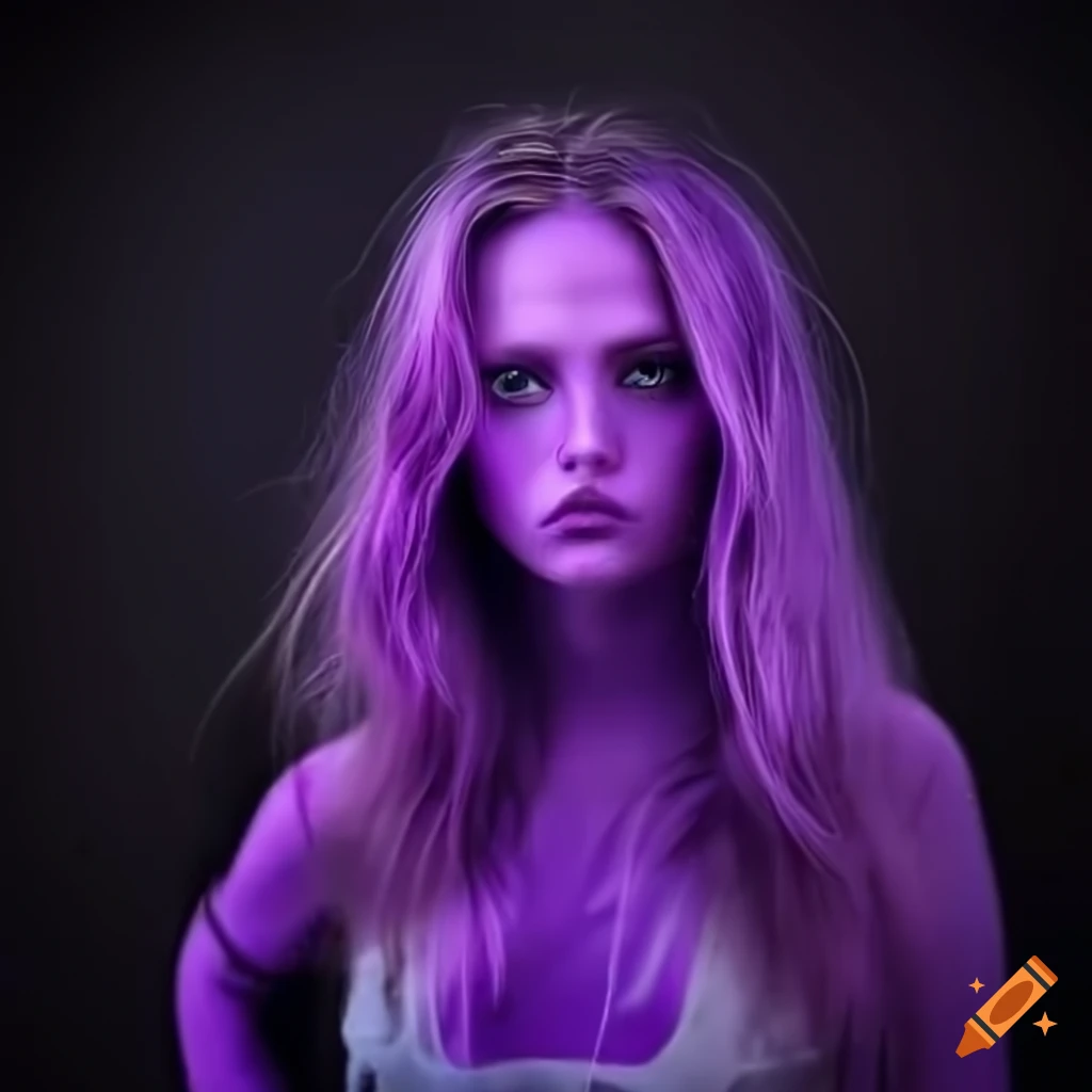 Purple space alien girl illustration on Craiyon