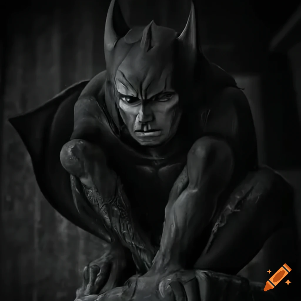 Batman perched on a gargoyle in the rain on Craiyon