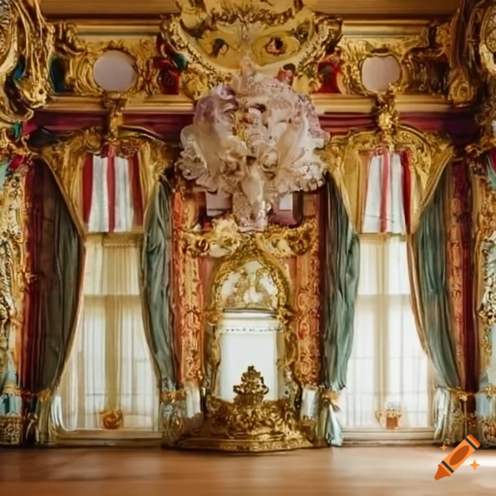 Rococo ballroom with women waltzing in gowns on Craiyon