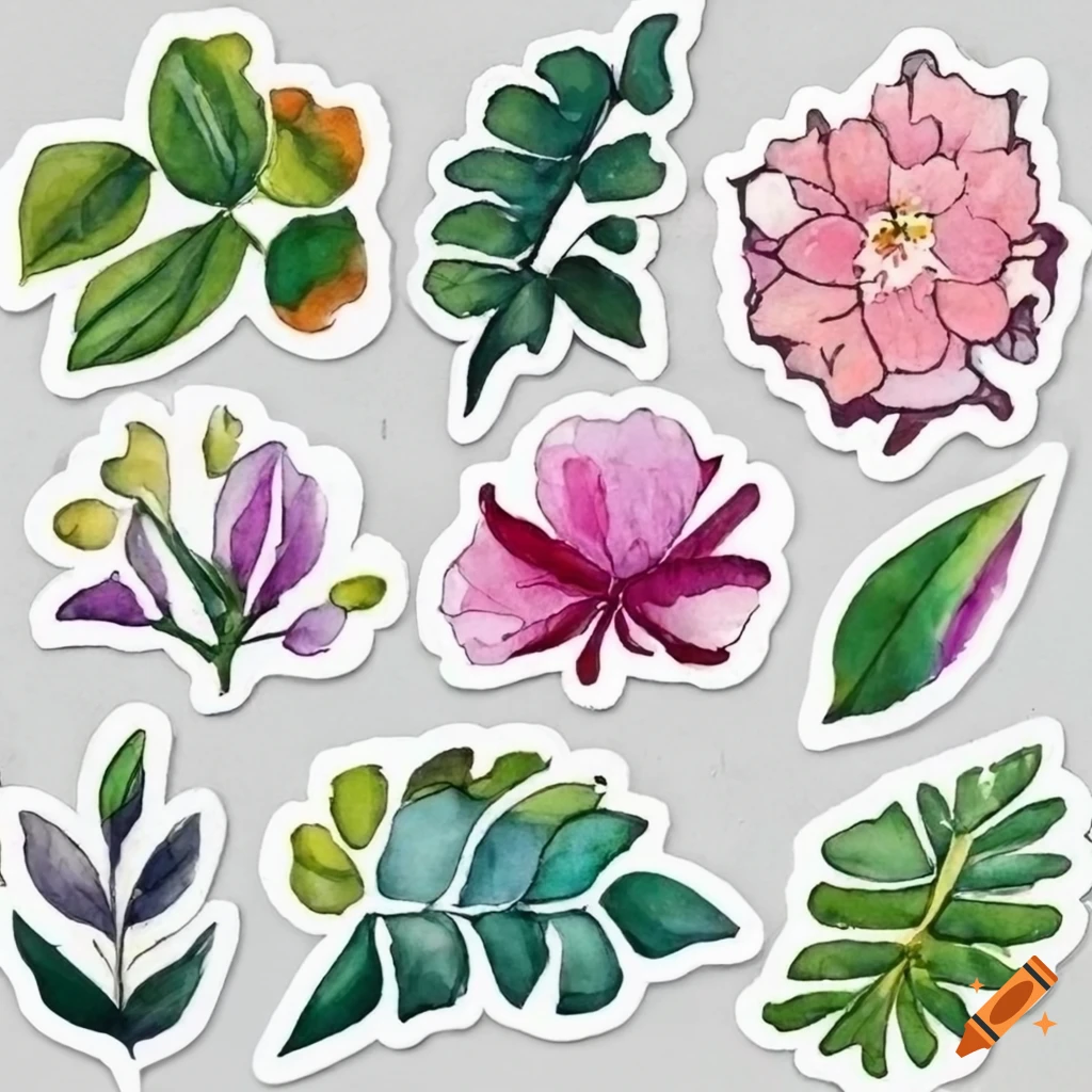 Minimalism illustration flower stickers on Craiyon