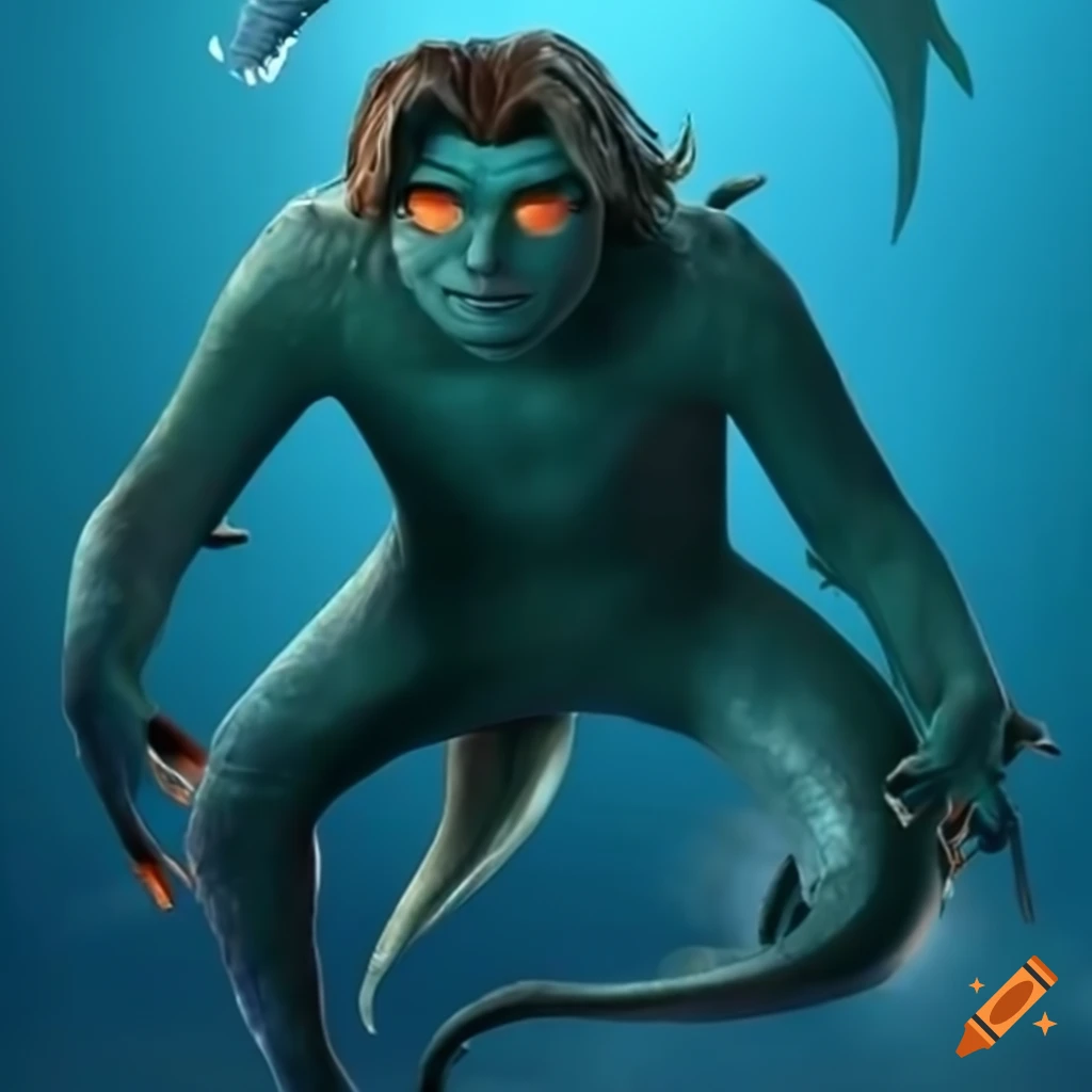 Illustration of sea monster steve harrington on Craiyon