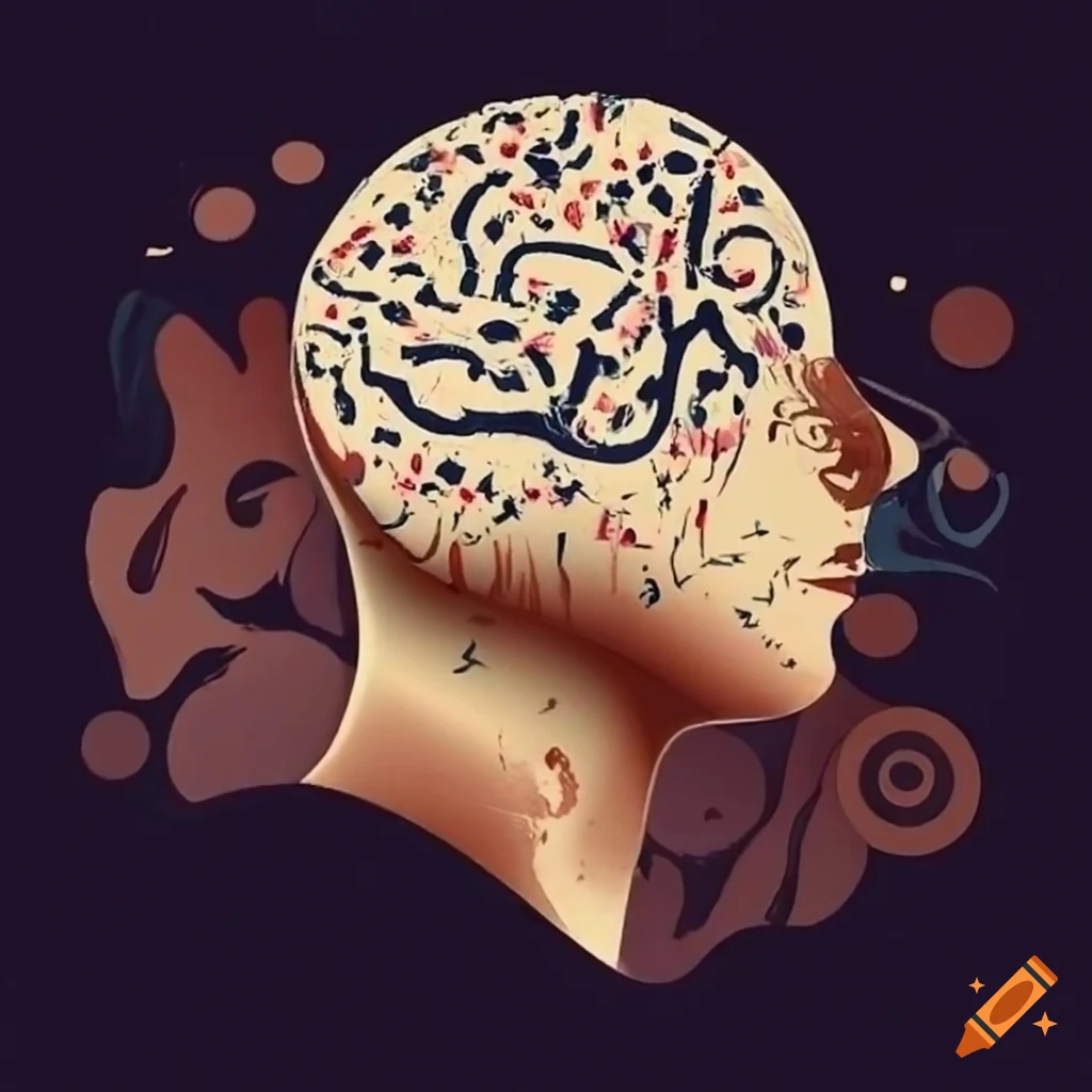 Illustration of cognitive psychology concepts on Craiyon