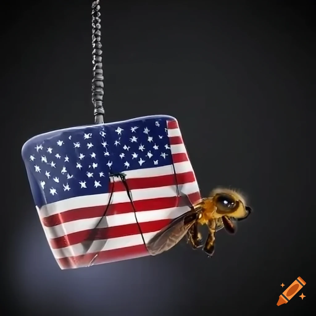 Bee with a us flag connected to electricity on Craiyon