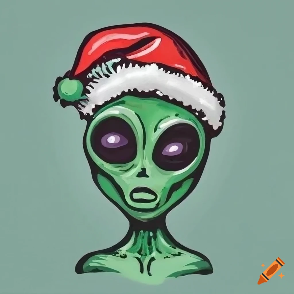 Alien santa in a matisse-like graphic style on Craiyon