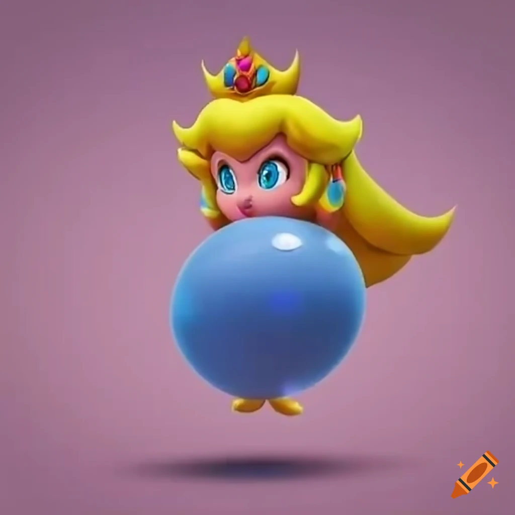 Princess peach in a giant rubber ball on Craiyon