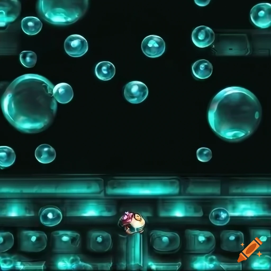 Frozen bubble tiles in a 2d platform game on Craiyon
