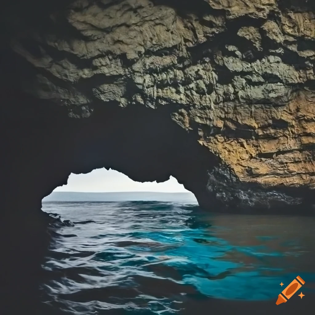 Image of a sea cave with the sound of the tide on Craiyon