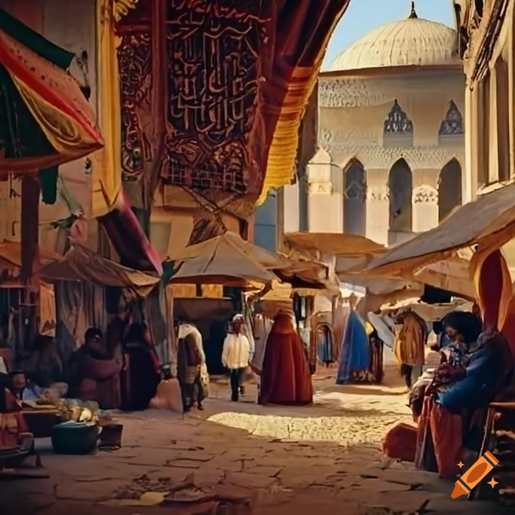 Photo of a busy market in the ottoman empire on Craiyon