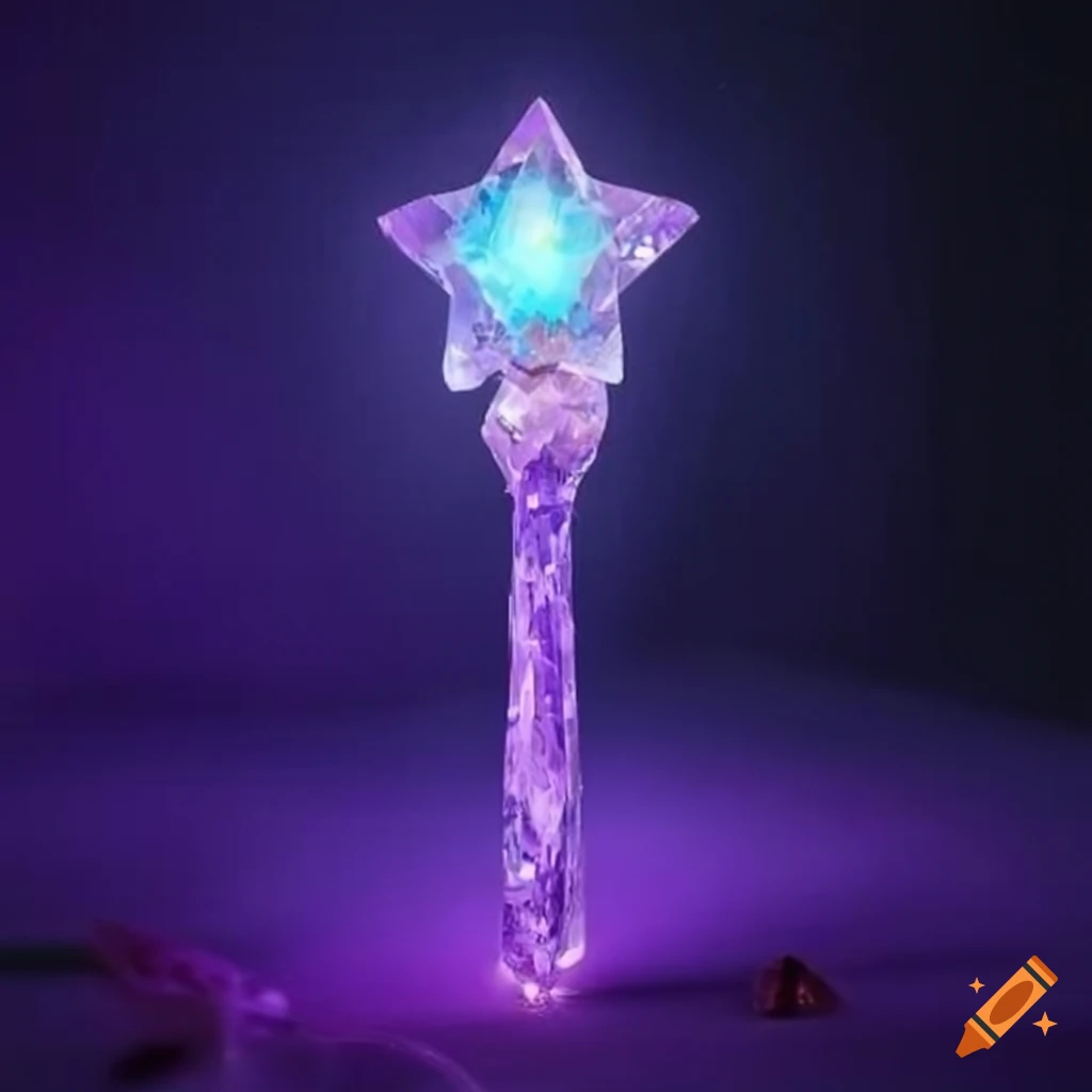 Purple crystal fairy wand with a glowing star