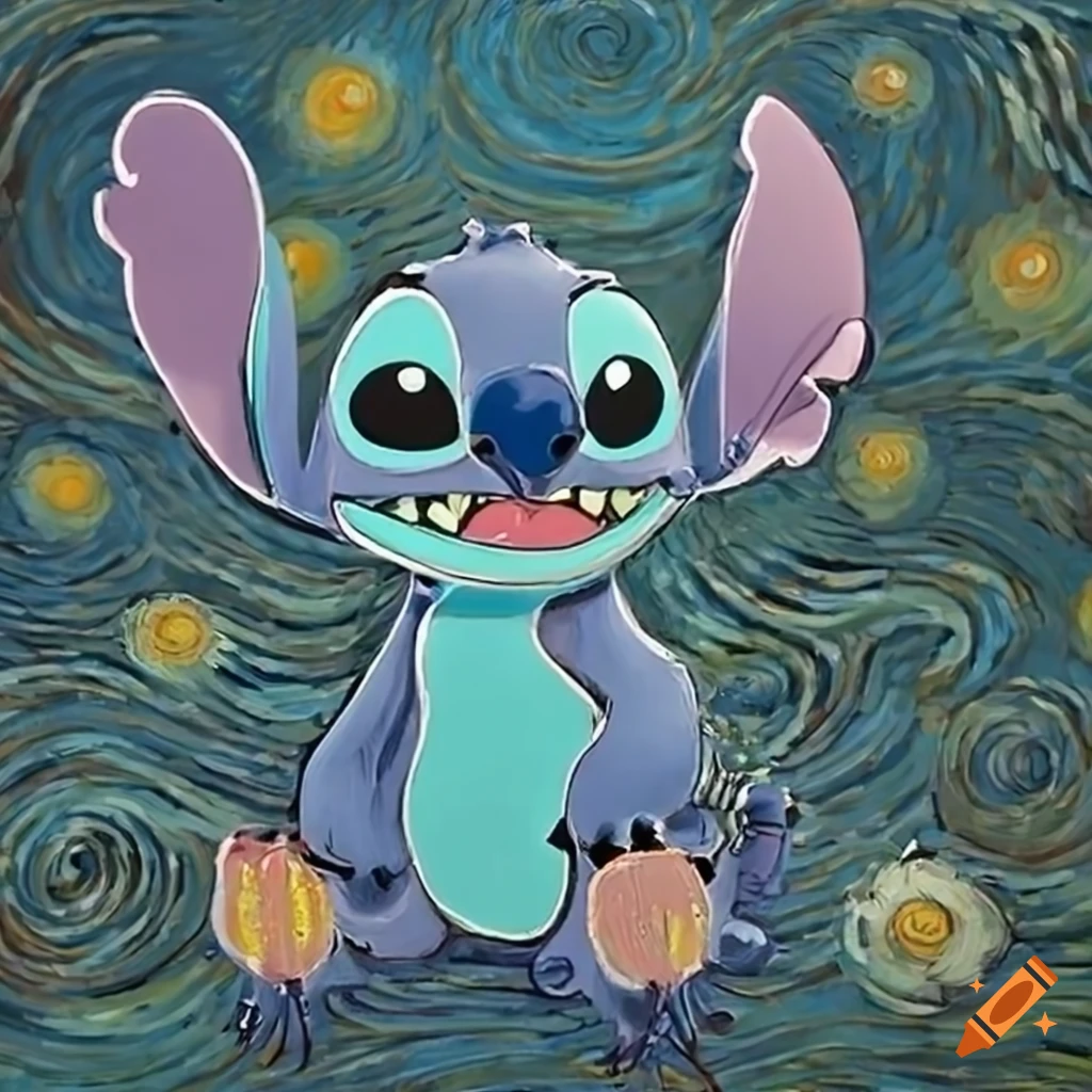 Watercolor painting of stitch on Craiyon