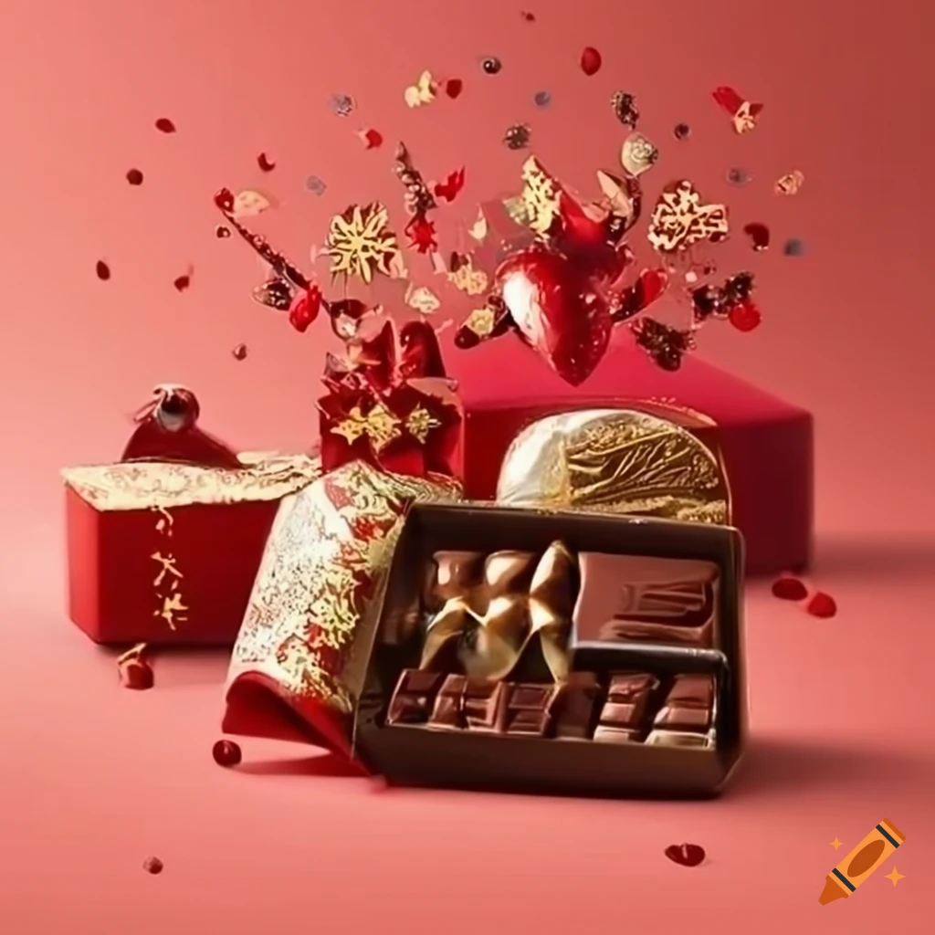 Festive christmas chocolates wrapped in red and gold