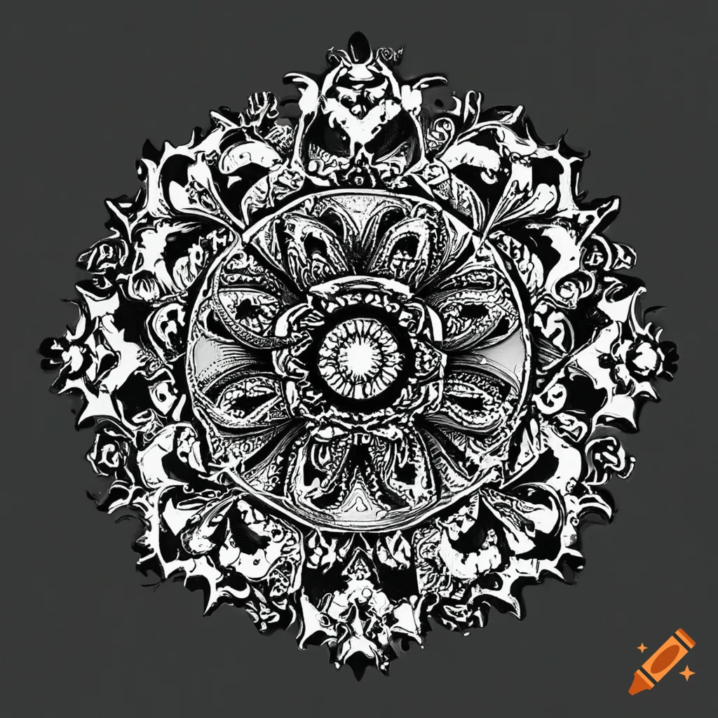 Black and white mandala design for laser cutting