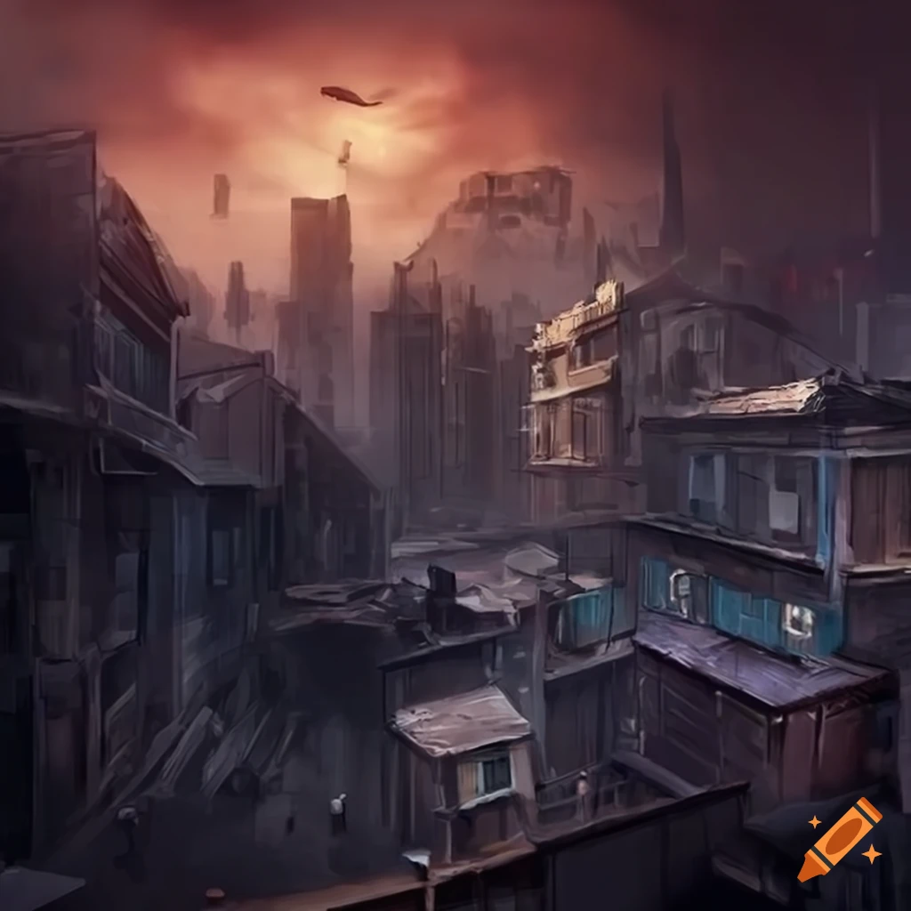 Image of a futuristic city slums on Craiyon