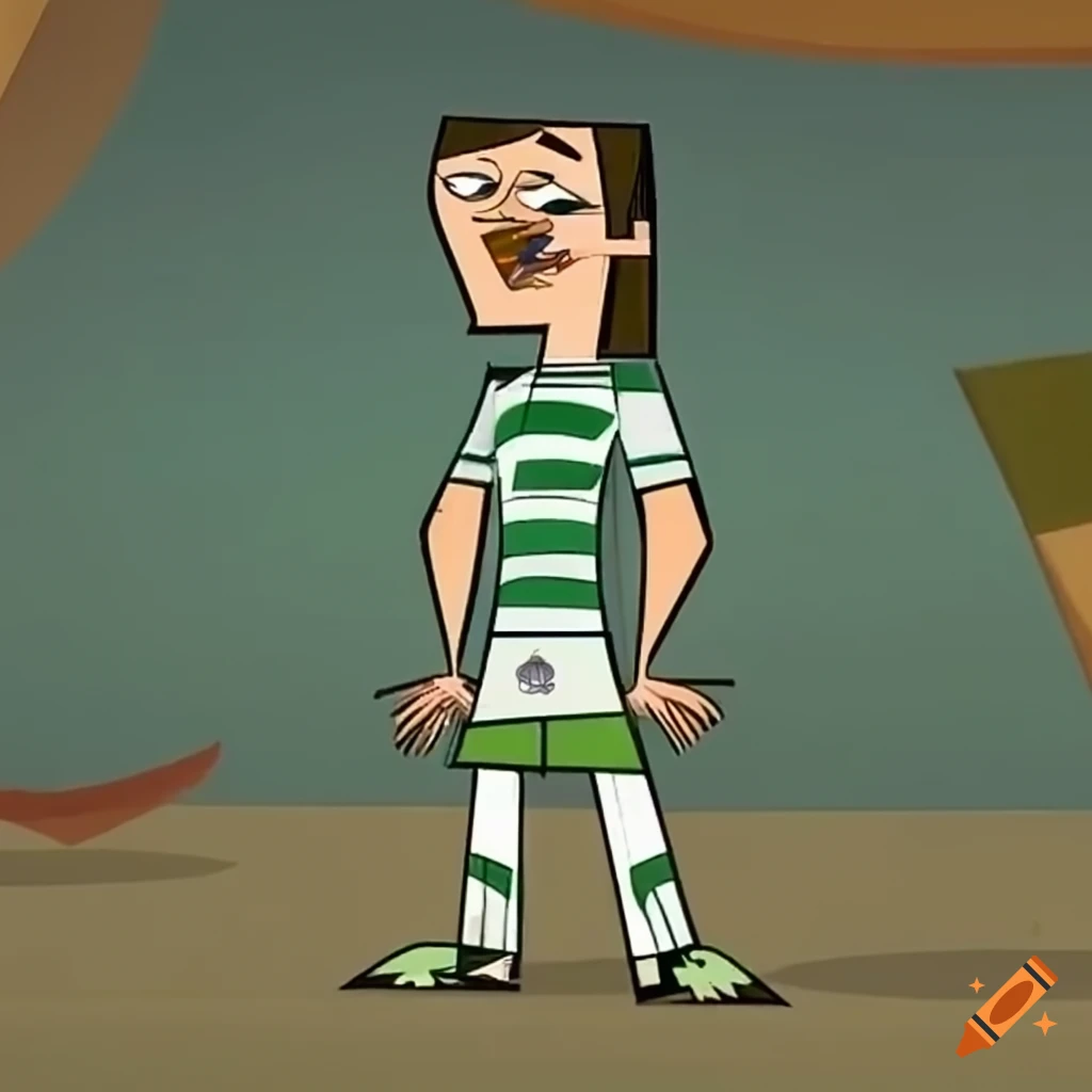Justin from total drama island wearing a celtic jersey on Craiyon
