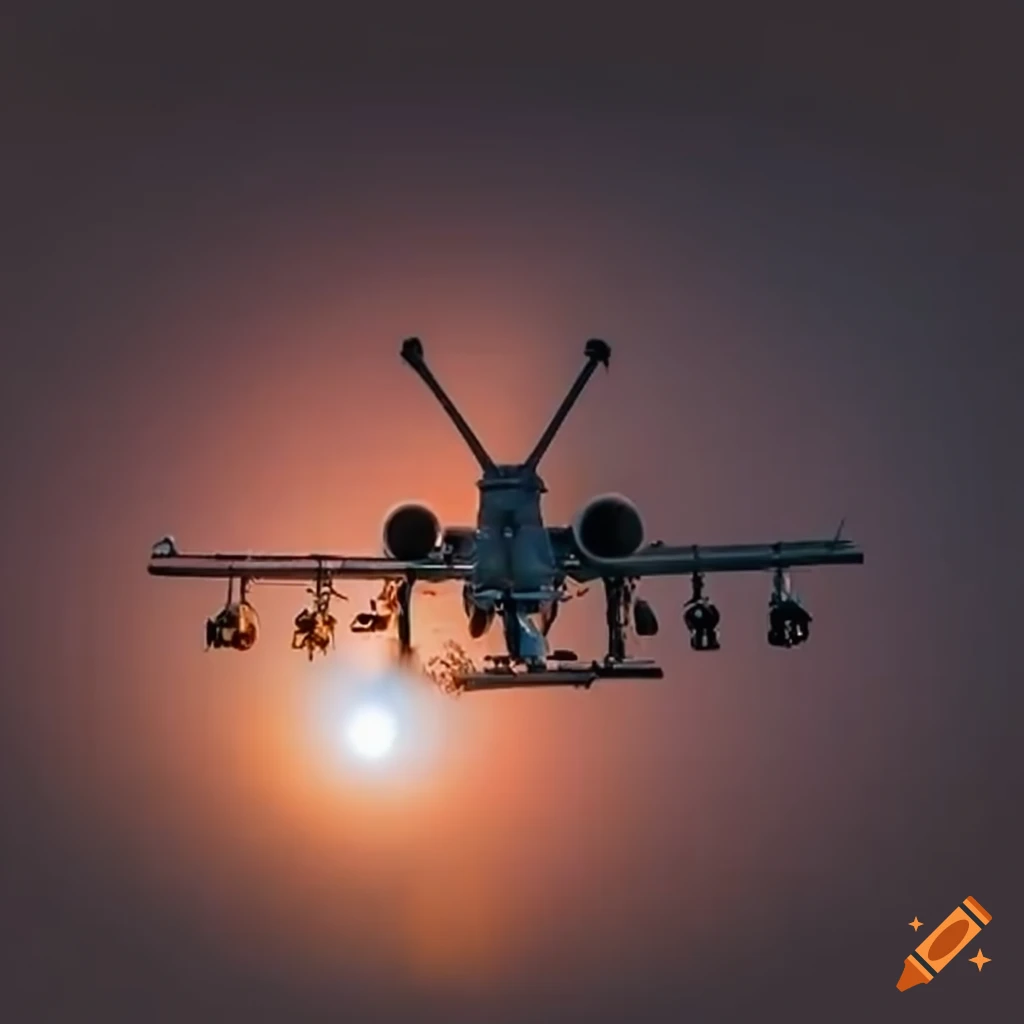 A-10 warthog aircraft flying over infantry soldiers in combat on Craiyon