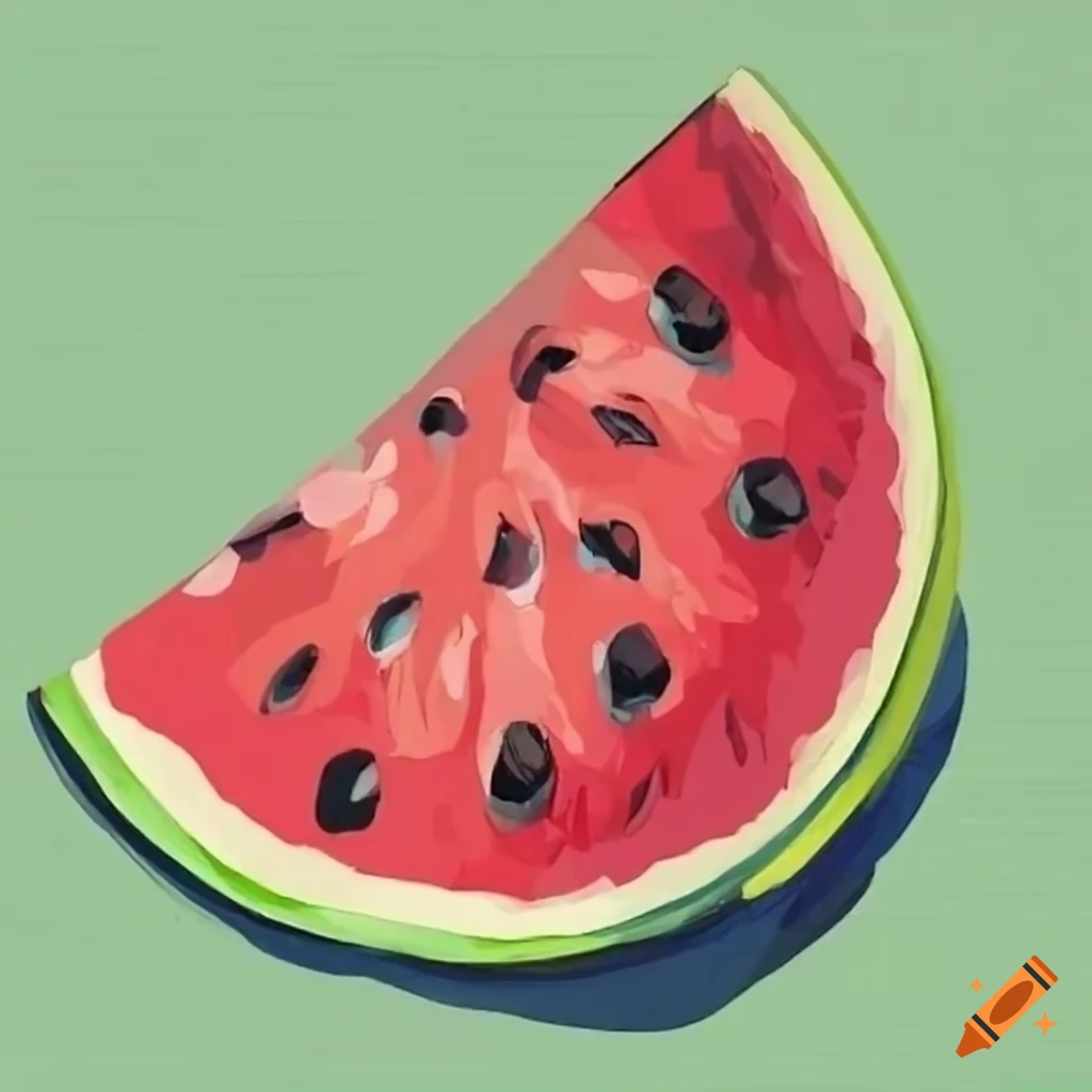 Realistic watermelon slice in children's watercolor style on Craiyon