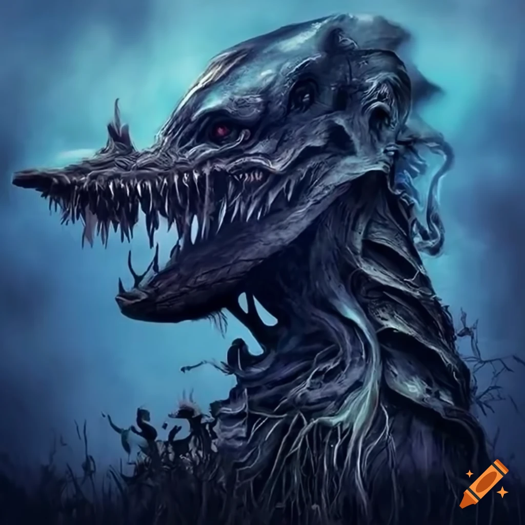 Image of a terrifying swamp monster on Craiyon