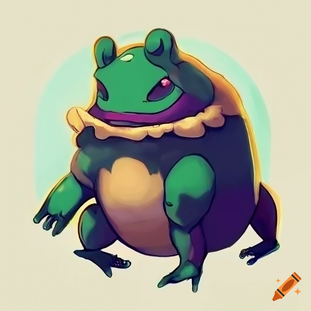Image of a sturdy humanoid frog Pokémon on Craiyon