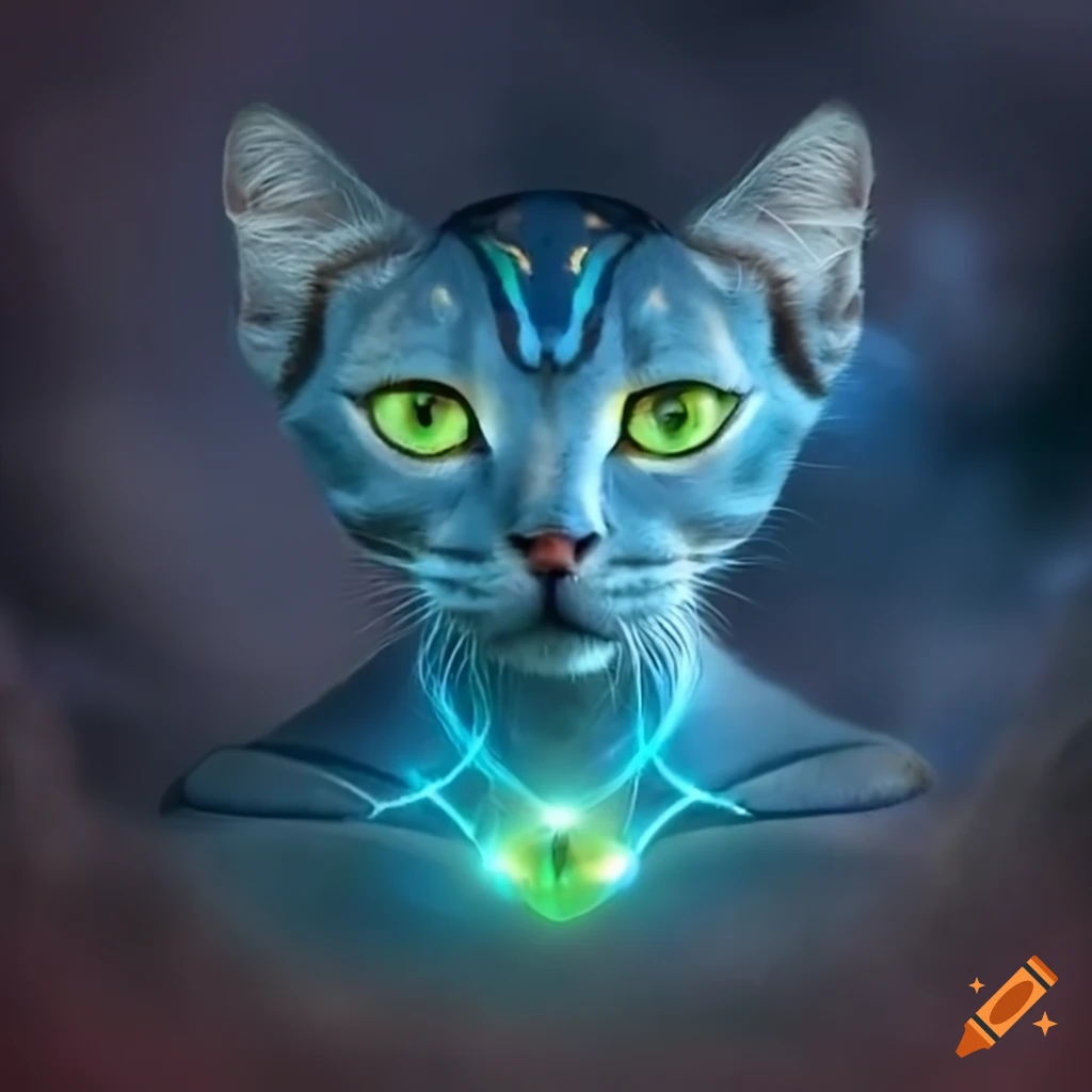 Cat with sunflower-shaped head in violet and black colors on Craiyon