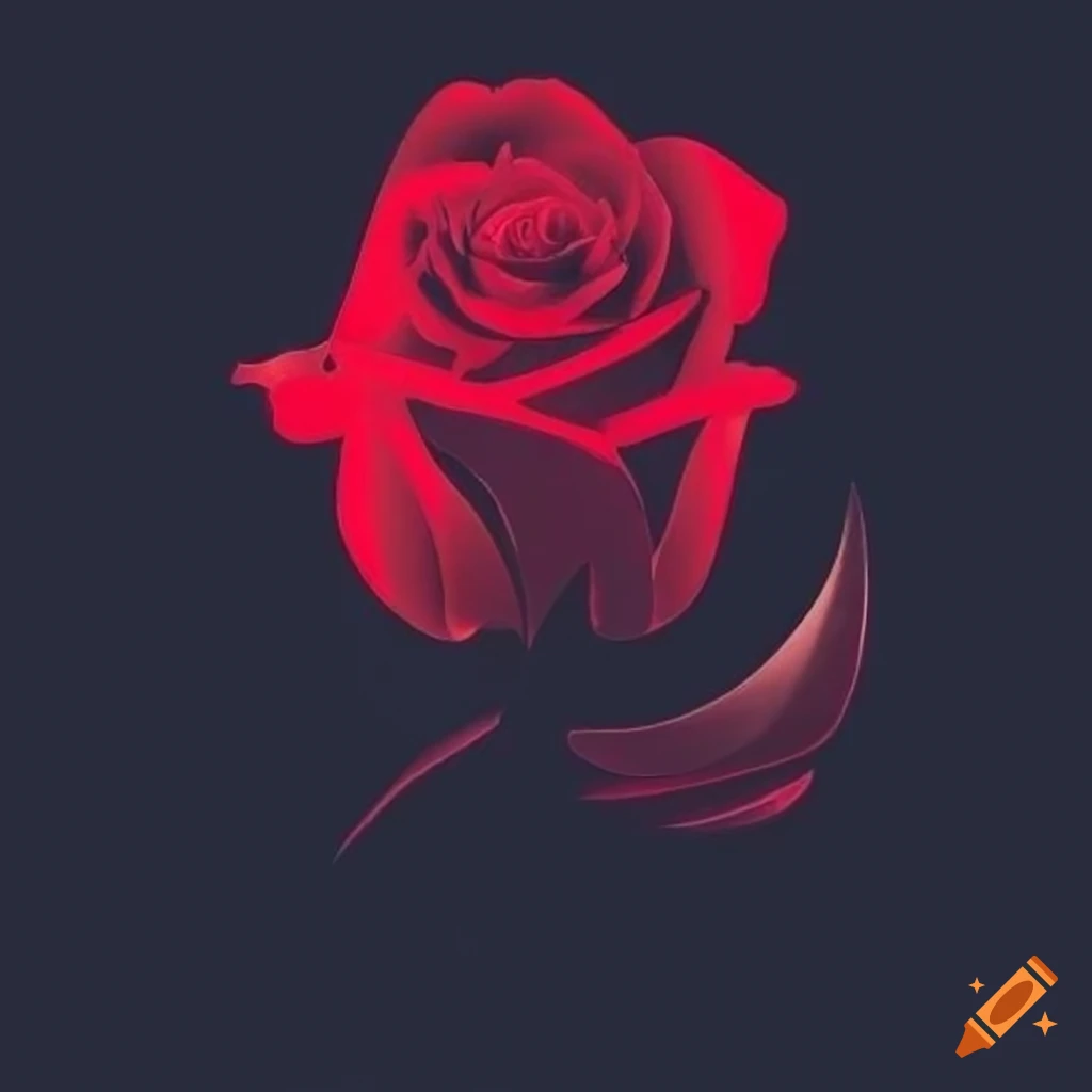 Red rose logo on black background on Craiyon