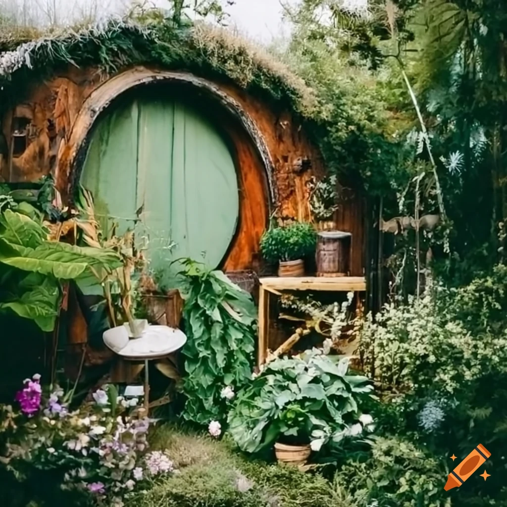 Cozy hobbit bedroom with plants and flowers on Craiyon