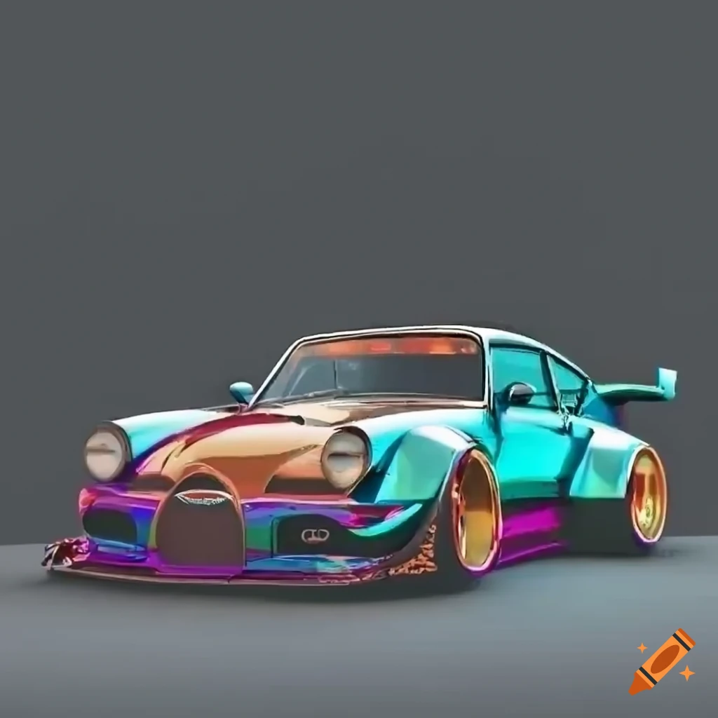 Highly detailed purple bugatti car with a racing bodykit on Craiyon