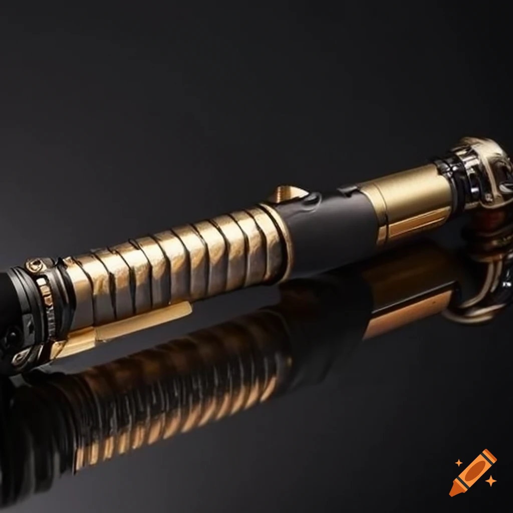 Gold engraved lightsaber hilt on Craiyon