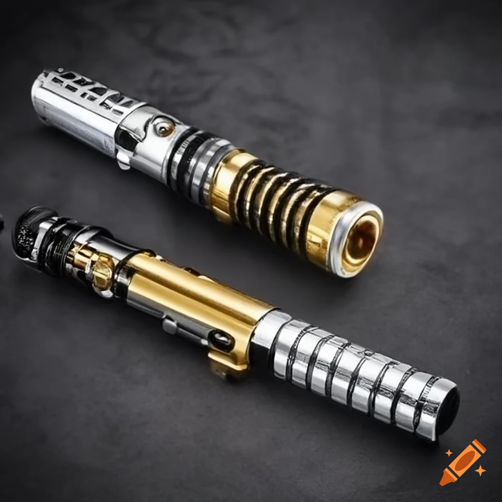 Stylish lightsaber hilt with gold engravings on Craiyon