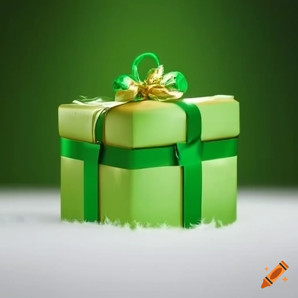 Cadeau de noël vert avec un nœud doré on Craiyon