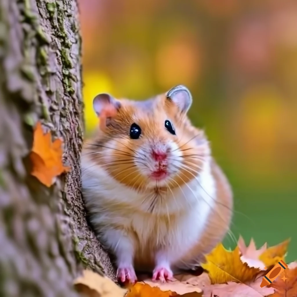 Hamster perched on a tree branch in autumn on Craiyon