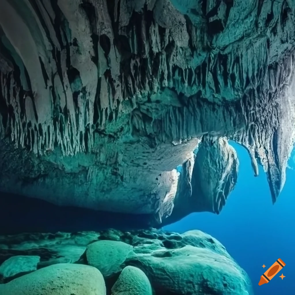 Image of a dreamy underwater cavern on Craiyon