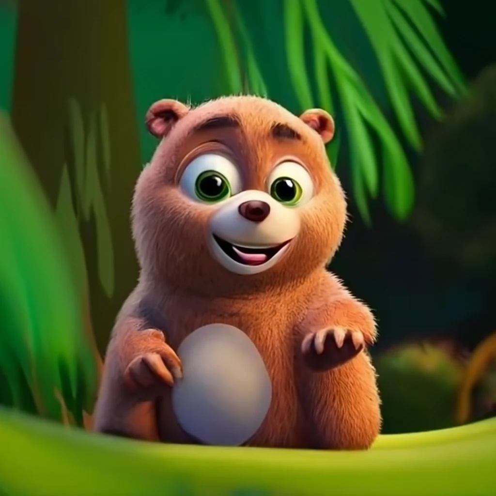 Cute pixar bears characters enjoying nature