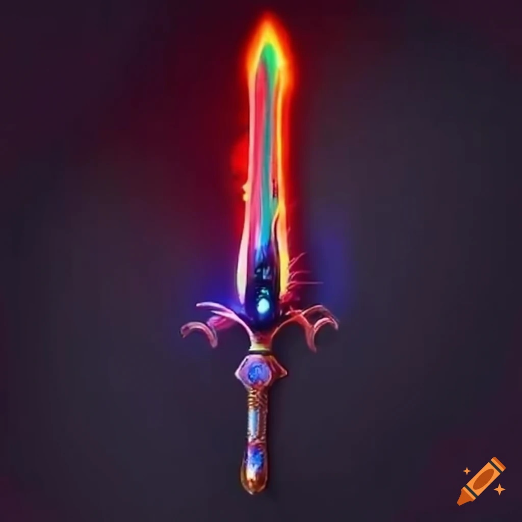 Diamond sword ablaze with blue fire on Craiyon