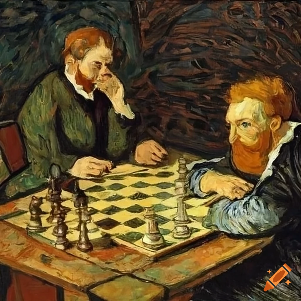 Van gogh's depiction of a chess game on Craiyon