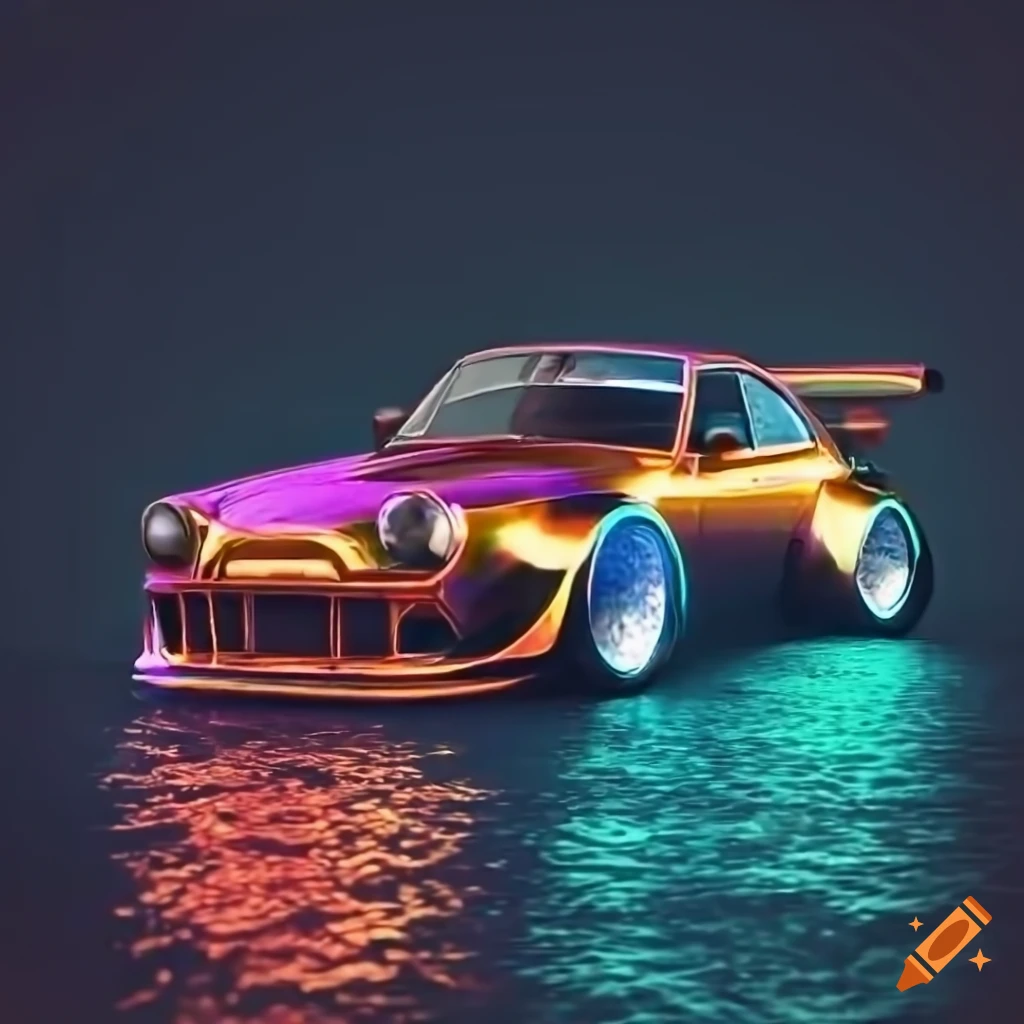 Pink drift phonk art featuring a sports car on Craiyon