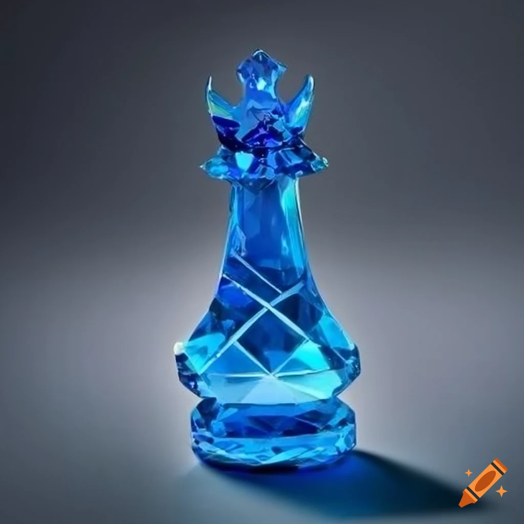 Blue crystal knight chess piece