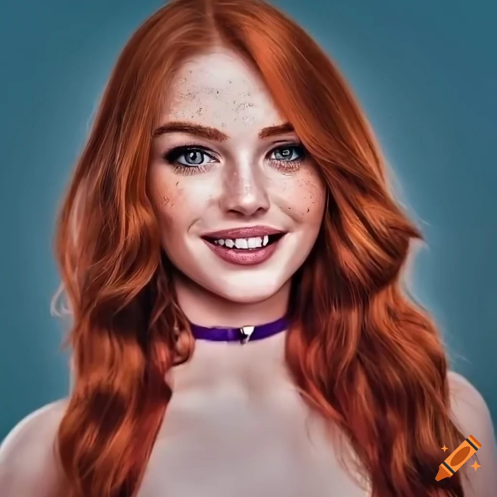 Portrait Of A Beautiful Woman With Freckles And Auburn Hair