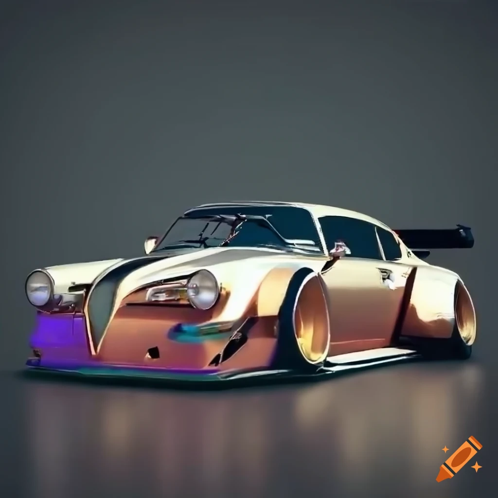Highly detailed render of a classic Bugatti with racing modifications ...