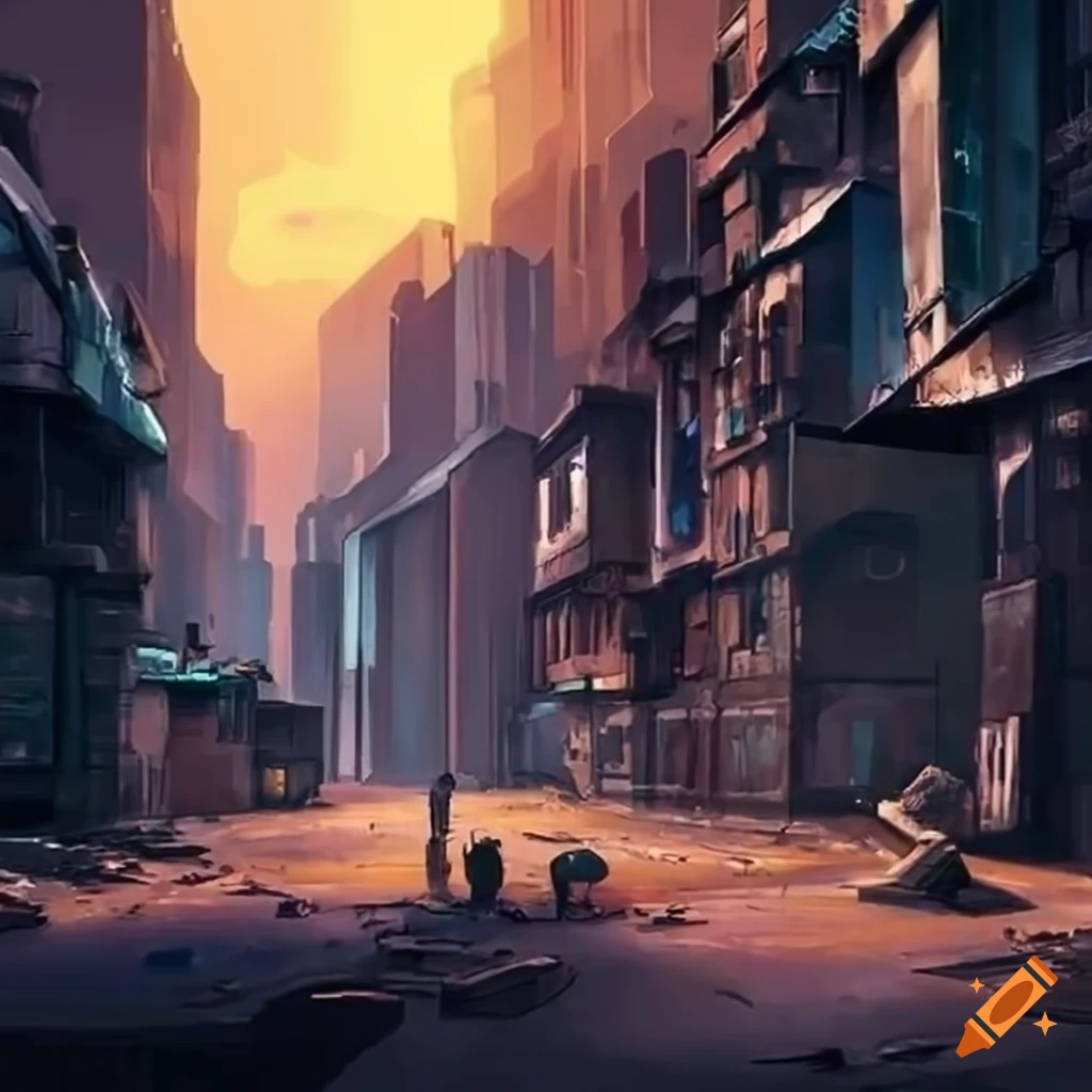 Image of a futuristic city slums on Craiyon