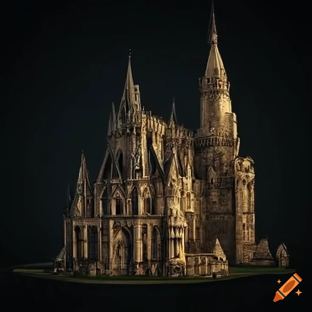 Fantasy castle with gothic architecture on Craiyon