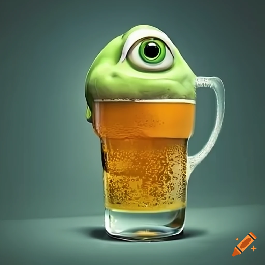 Mike wazowski drinking beer on Craiyon